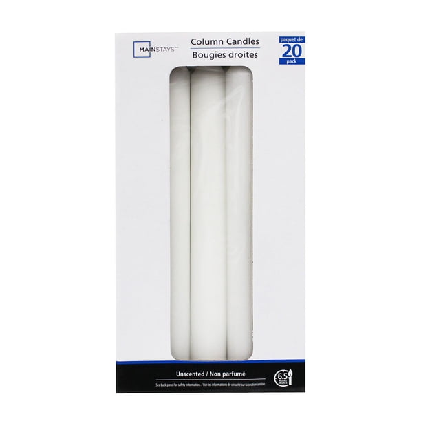 Mainstays 8" Unscented White Column Candles, Pack of 20 - Walmart.ca