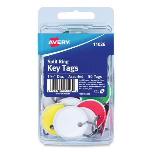 Avery Key Tags With Split Ring, 1 1/4 Dia, Assorted Colors, 50/pack ...