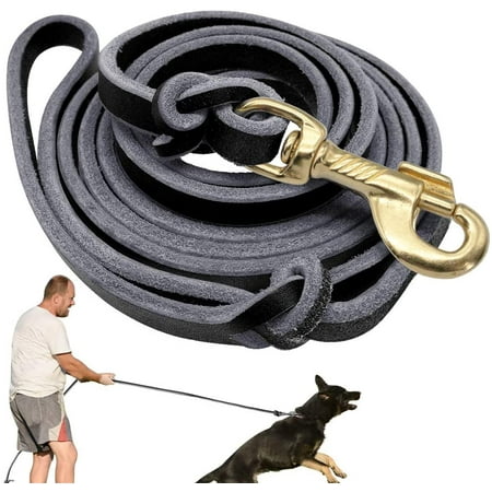 Genuine Leather Dog Leashes, 8 Foot Professional Training Heavy Duty ...