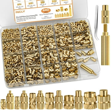 Uxcell Heat Set Threaded Inserts, 68 Pcs M4 x 5mm L x 6mm OD Pure Brass ...