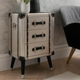 NauticalMart Aluminum Industrial Side Table 3 Drawer Aviator End Table ...