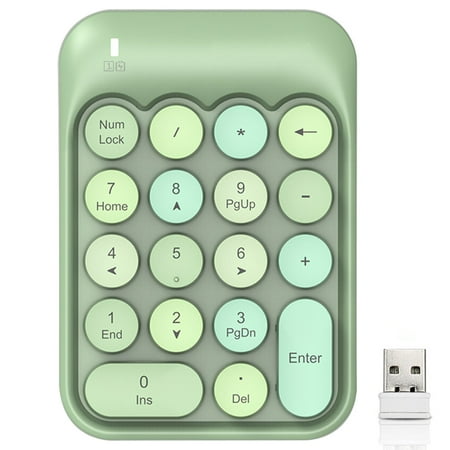 Wireless Numeric Keyboard 18 Keys Mini Round Keycap 2.4GHz Keypad with ...