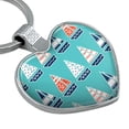 Cute Sailboats Pattern Keychain Heart Love Metal Key Chain Ring ...