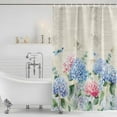 Blue Pink Hydrangea Shower Curtain, 36" x 72", Watercolor Spring Floral ...