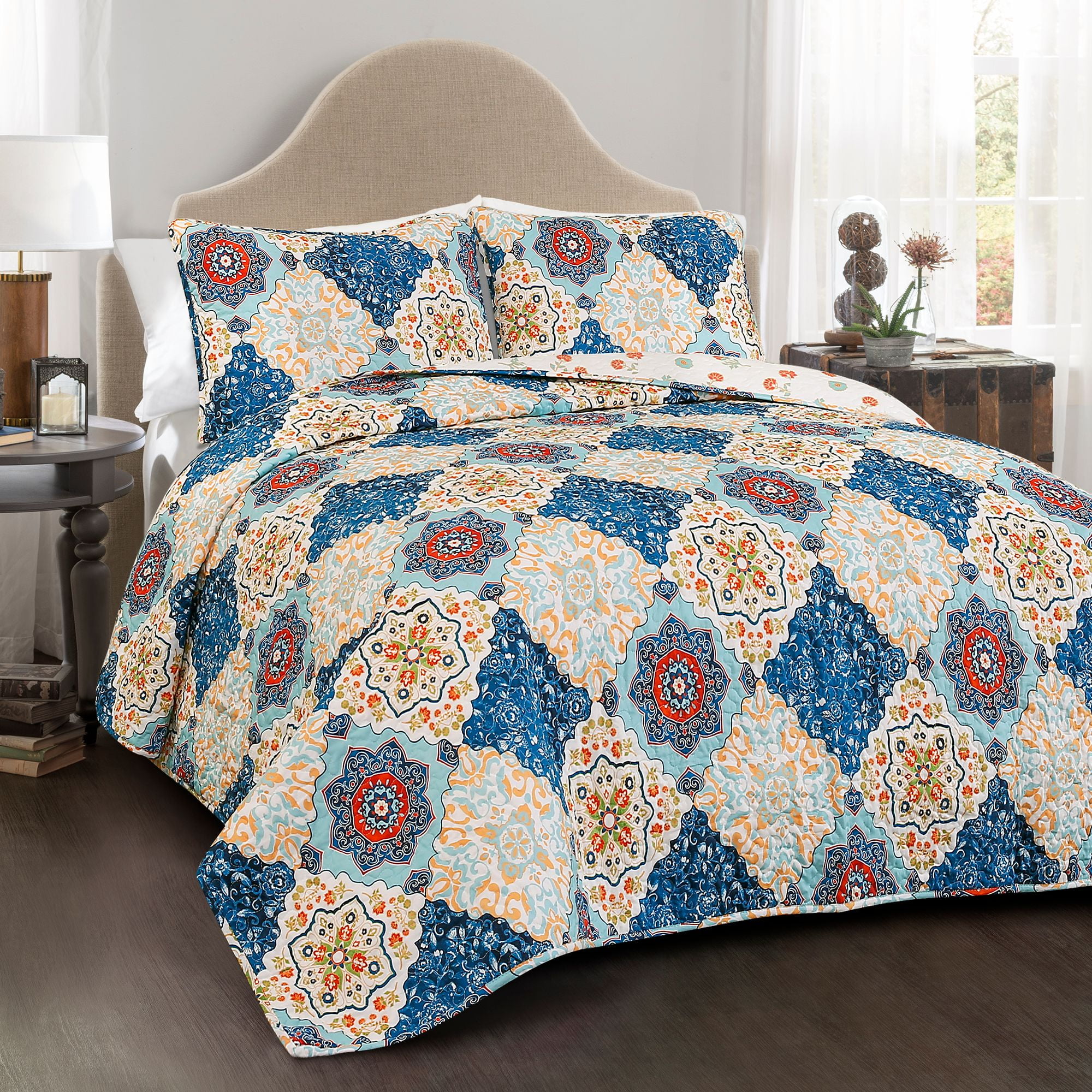 Lush Decor Brooke Quilt Blue 3Pc Set - Walmart.com