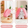 Reversible Strawberry Bunny Plush Toy with Zipper, Cute Rabbit Pillow ...