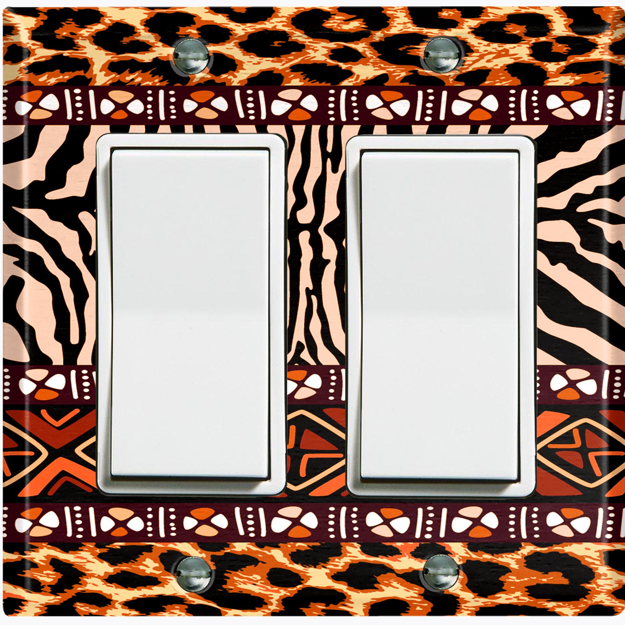 Metal Light Switch Plate Cover African Safari Animal Print Tribal Art ...