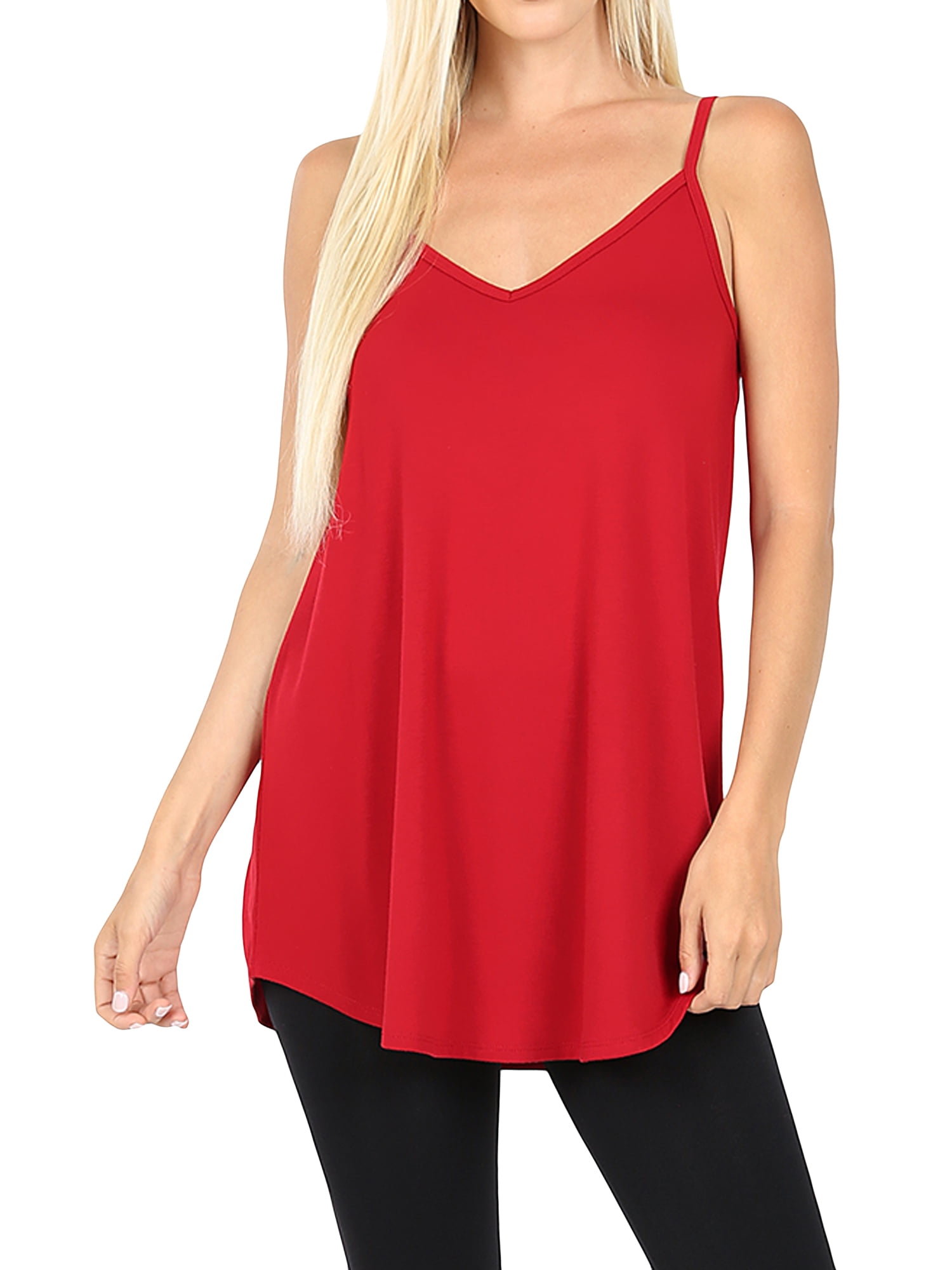 Zenana Women & Plus Front and Back Reversible Spaghetti Strap Flowy ...