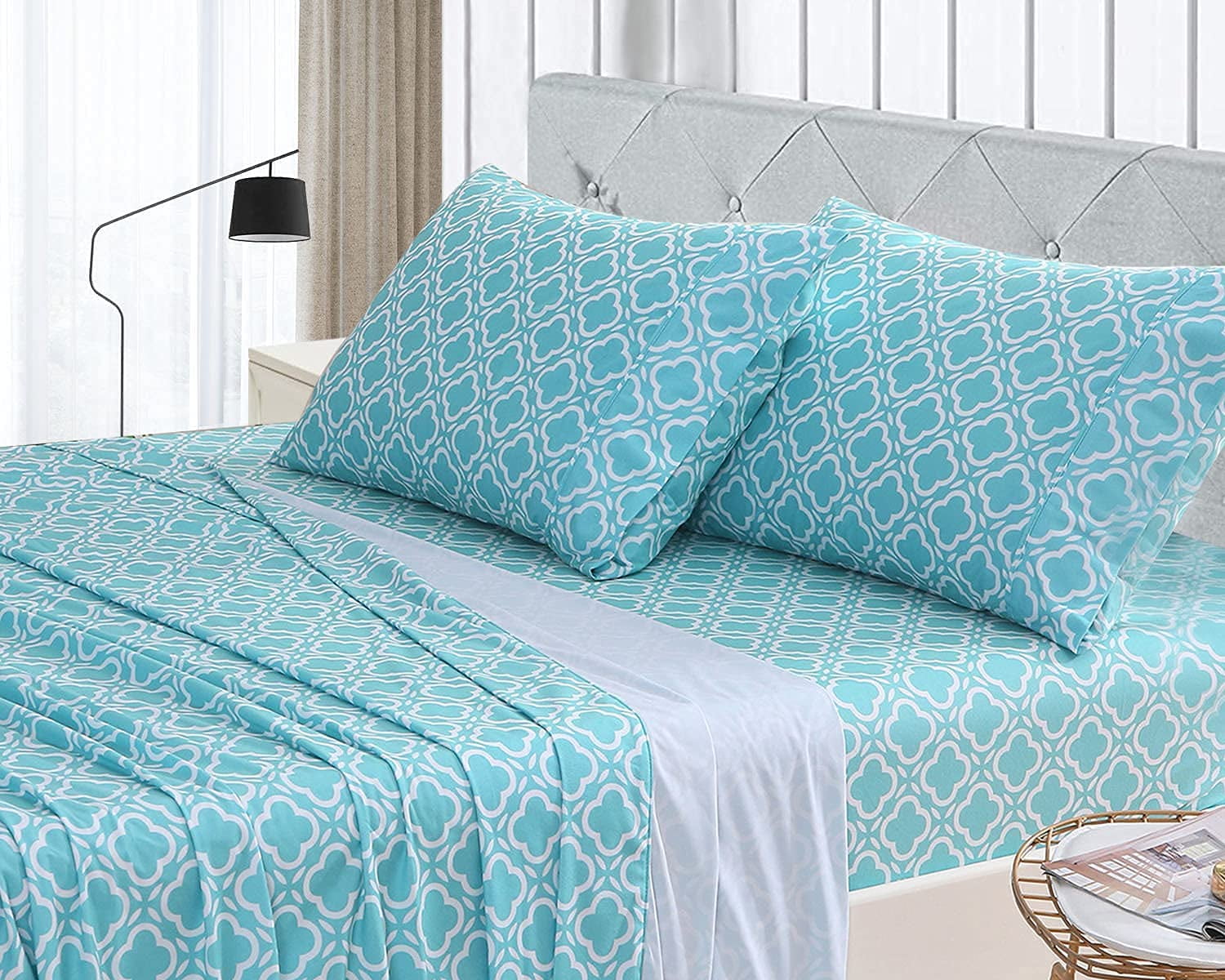 Microfiber Flannel Sheet Set, Queen Size Blue Color, Deep Pocket, 4 ...