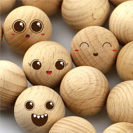 50 PCS Wooden Round Ball unfinished round Unfinished Natural Round ...