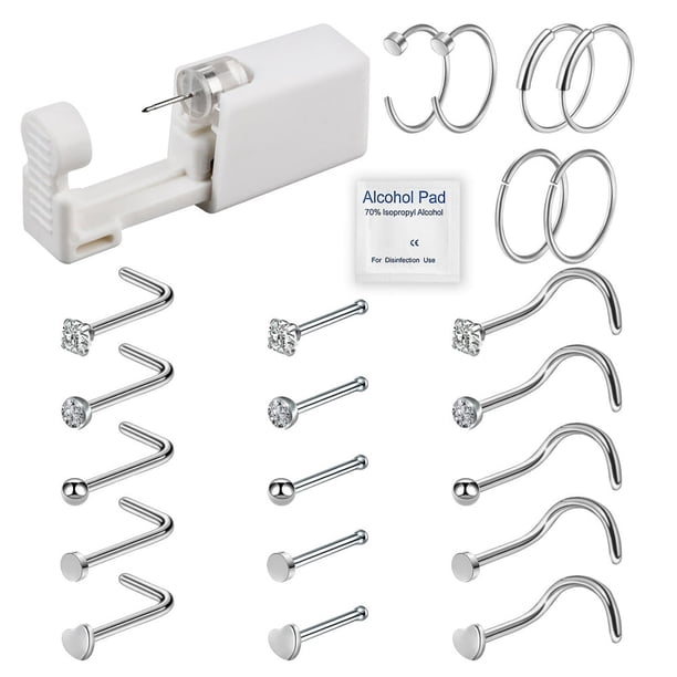 Dsseng Self Nose Piercings Kit Disposable Nose Piercing Gun Safety Nose ...
