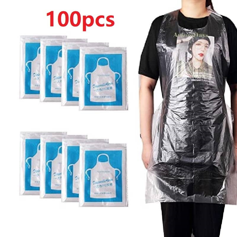 50/100Pcs Disposable Plastic Aprons Polyethylene Aprons Eco Flat Pcs ...