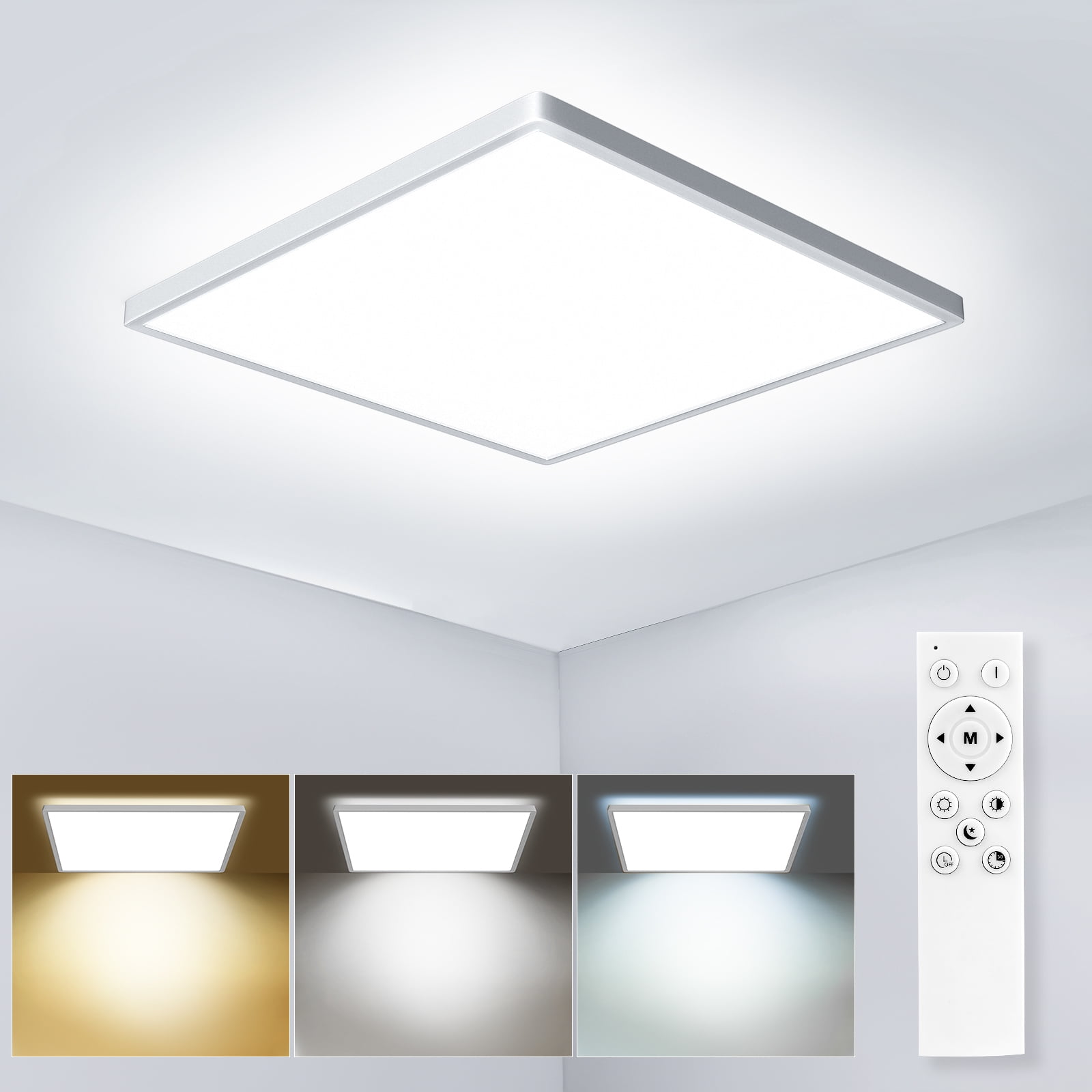 MultiEase 12" LED Square Ceiling Light,Dimmable 36W Flush Ceiling Light ...