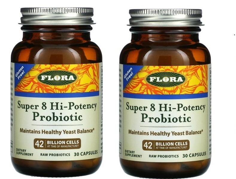 Flora, Super 8 Hi-Potency Probiotic, 42 Billion Cells, 30 Capsules 2 ...