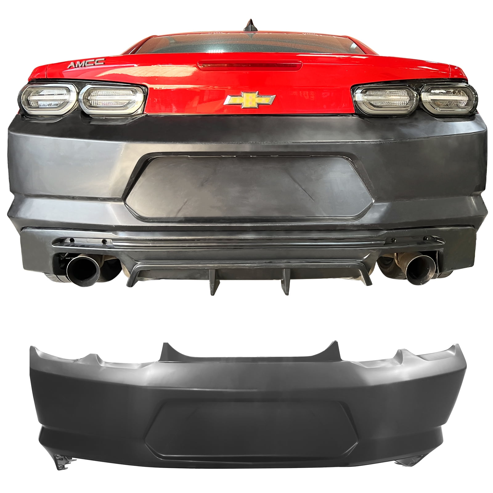 Ikon Motorsports Rear Bumper Cover Compatible with 19-23 Chevy Camaro OE Style Unpainted PP Rear ...