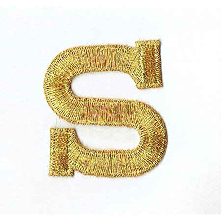 Alphabet Letter - S - Color Gold - 2" Block Style - Iron On Embroidered ...