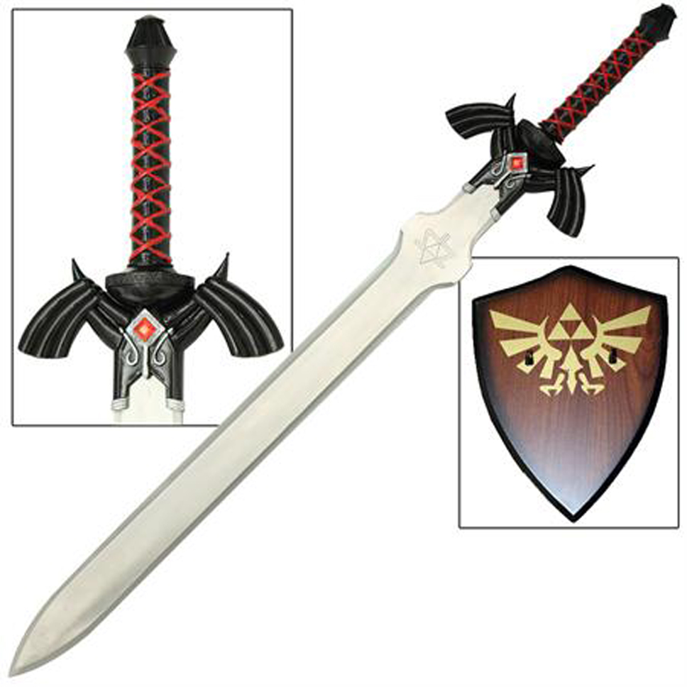 Legend of Zelda Dark Red/Black Link Real Metal Master Sword with Wall ...
