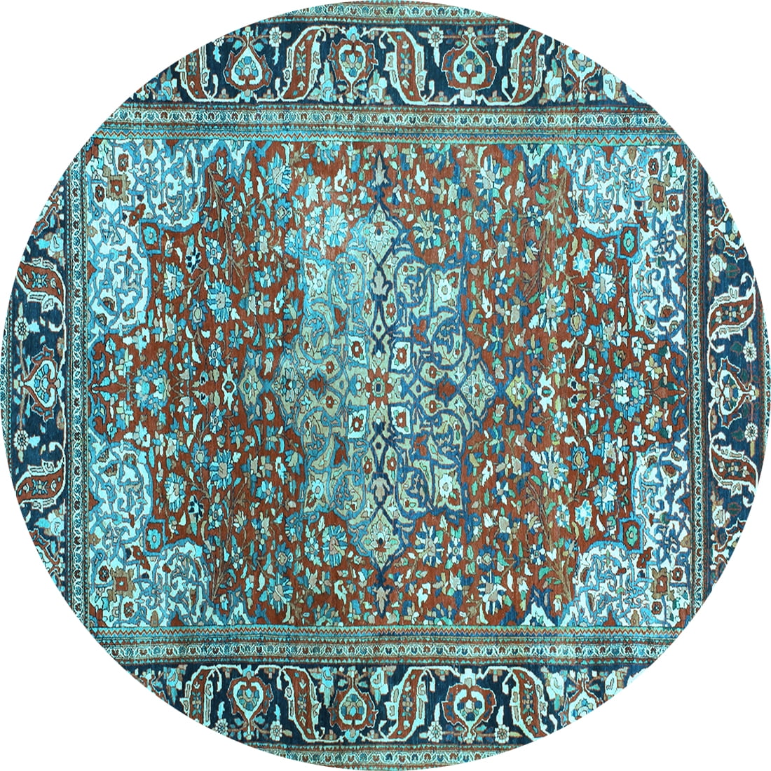 Ahgly Company Indoor Round Medallion Light Blue Traditional Area Rugs ...