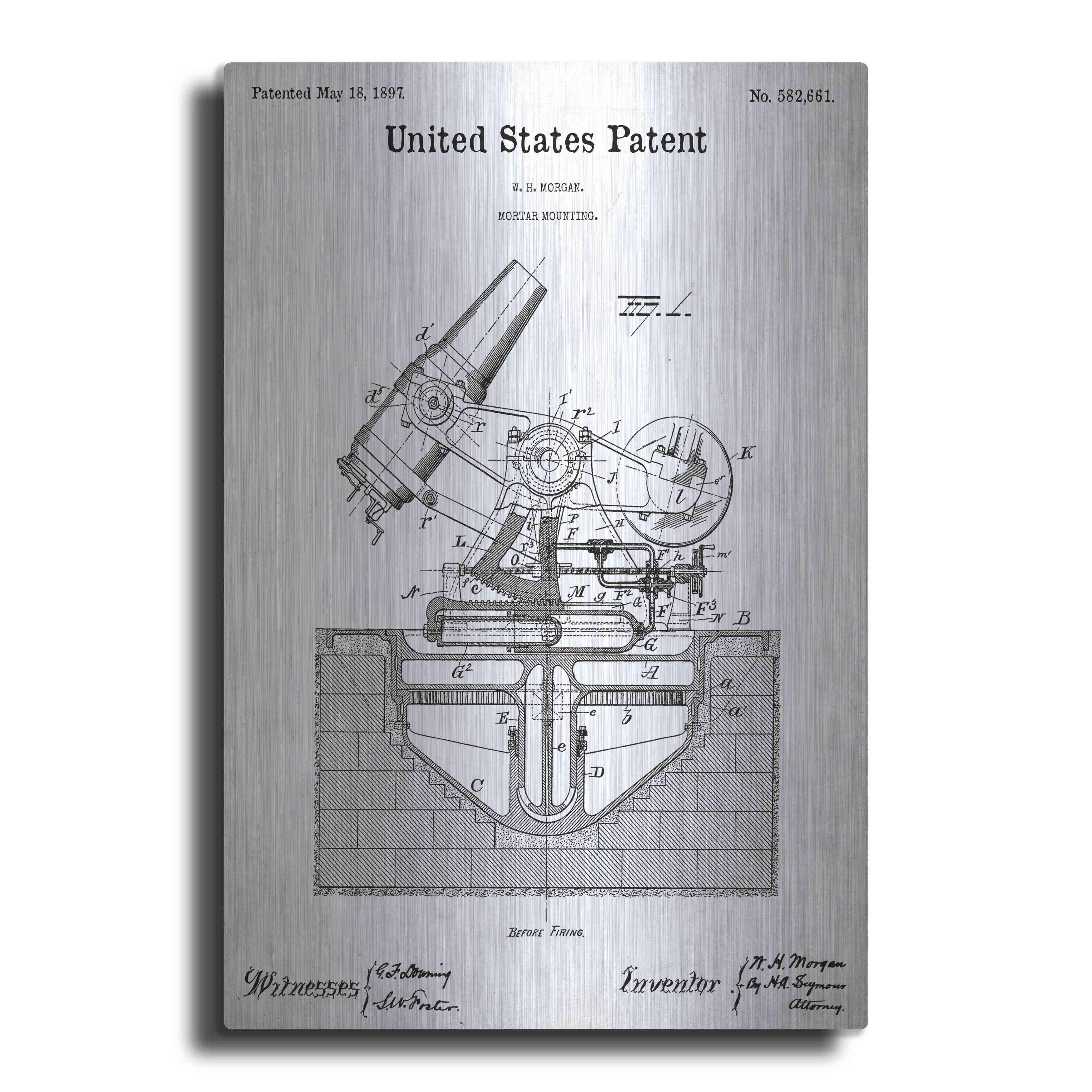 Luxe Metal Art 'Mortar Mounting Blueprint Patent White' Acrylic Glass ...