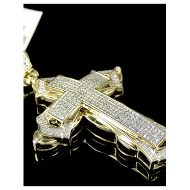 Pave Diamond Cross in 10k Yellow Gold 2" (.75 Ct) - Walmart.com