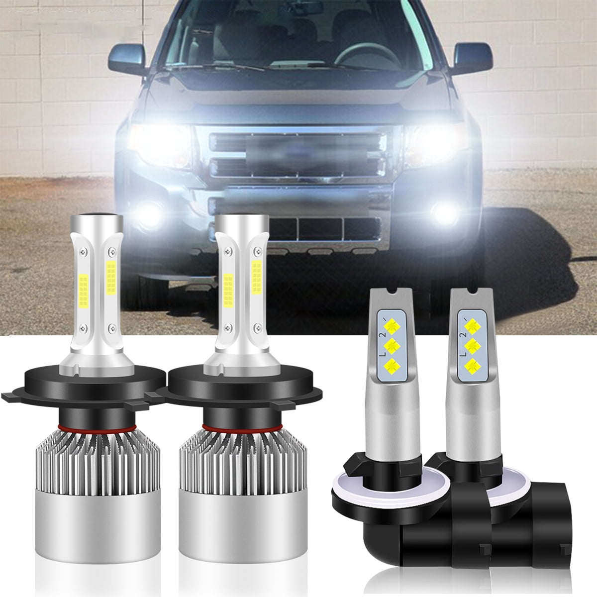 For 2001-2003 2004 Ford Escape LED Headlight Bulbs 9003/H4 High/Low ...