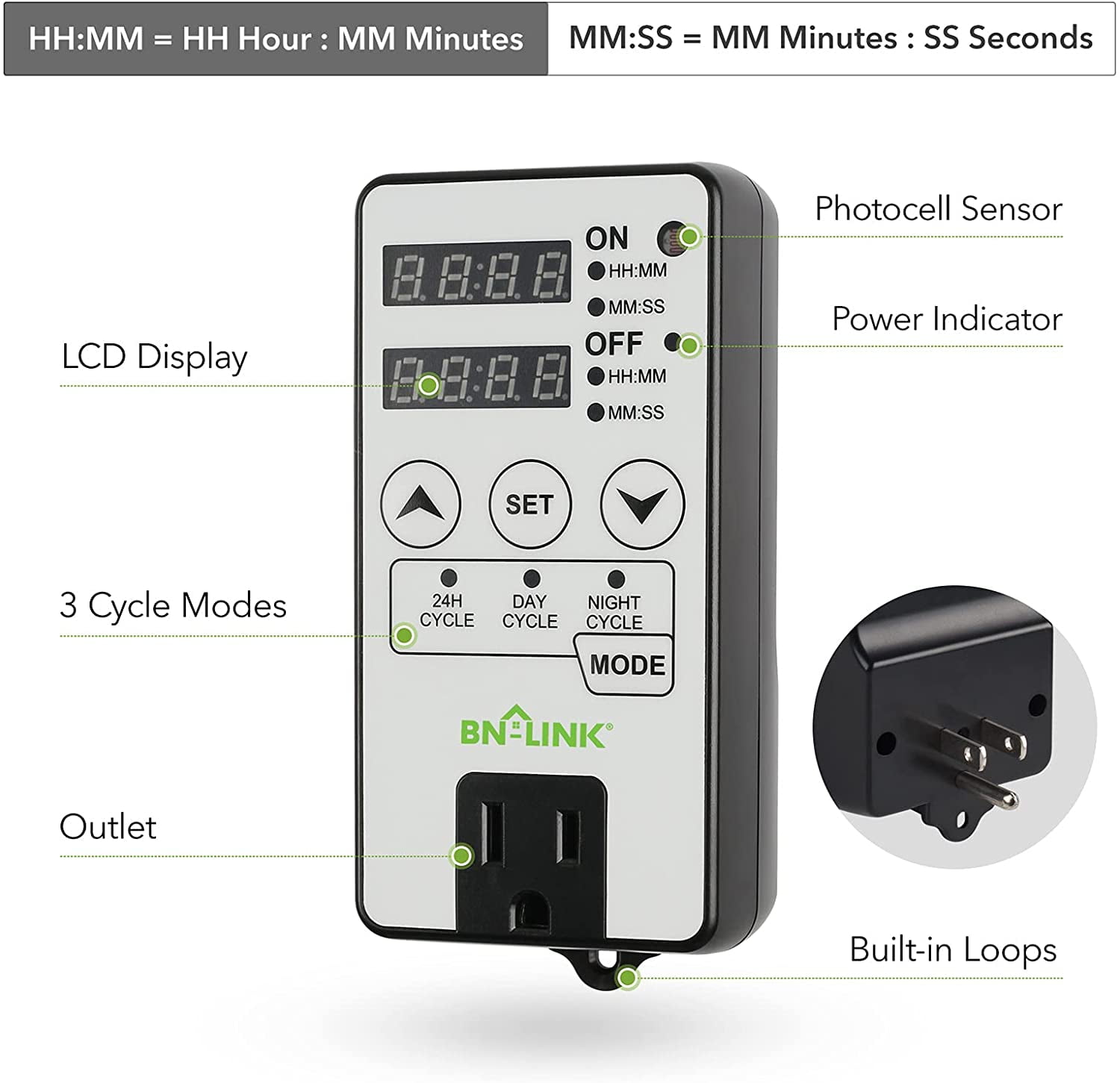 Buy Bn Link Timer Outlet Short Period Repeat Cycle Intermittent Digital Timer Interval Timer