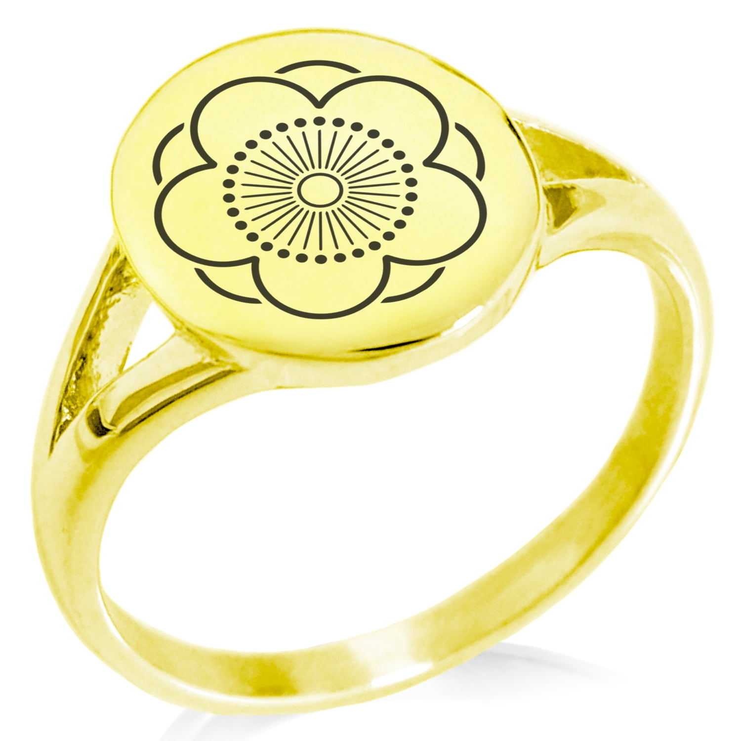 Stainless Steel Kage Yae Mukou Ume Kamon Crest Minimalist Oval Top ...