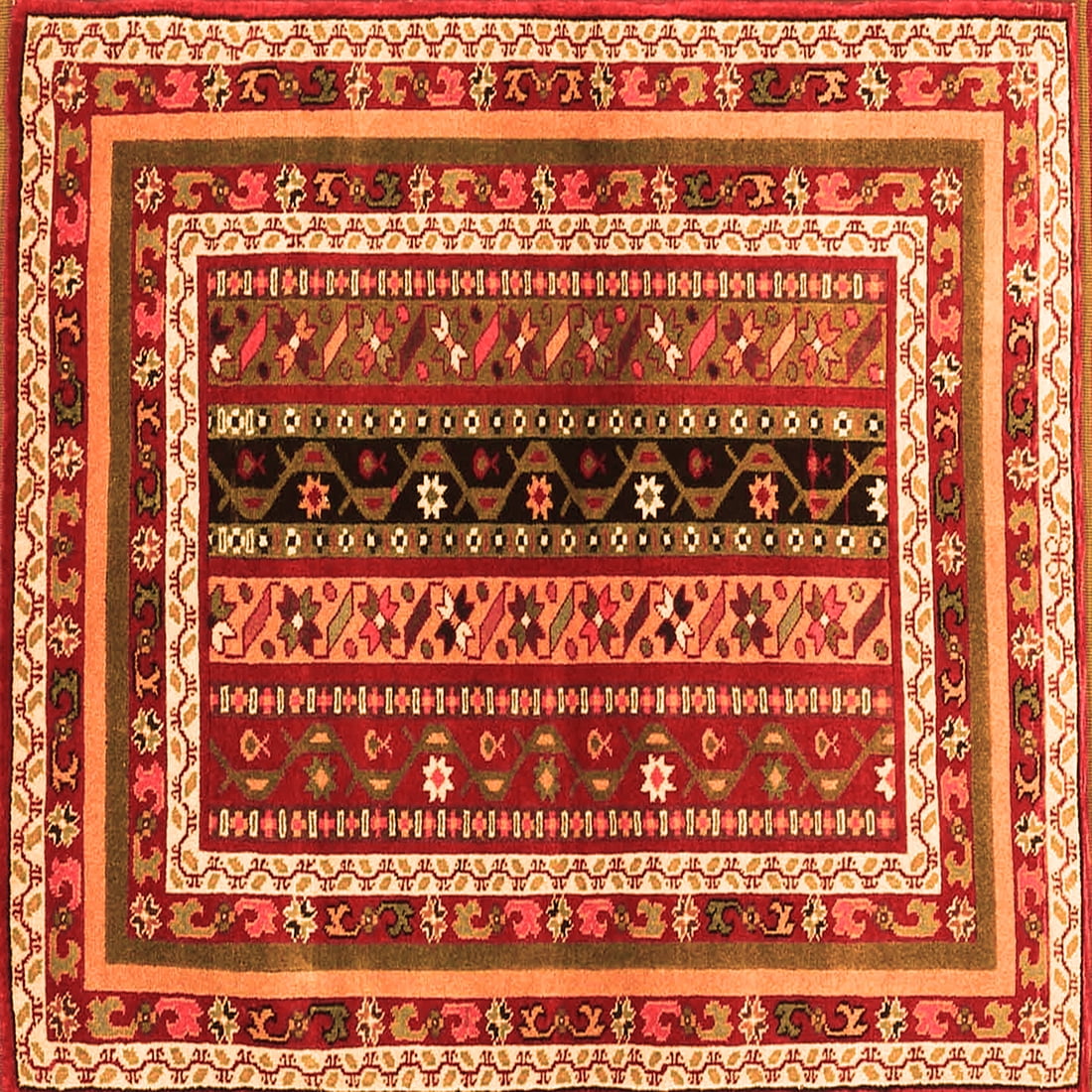 Ahgly Company Indoor Square Oriental Orange Traditional Area Rugs, 6 ...