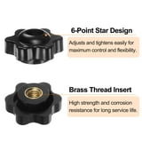 6 Pieces Star Knobs M6 Thread 25mm 6-Point Head Brass Insert Through ...