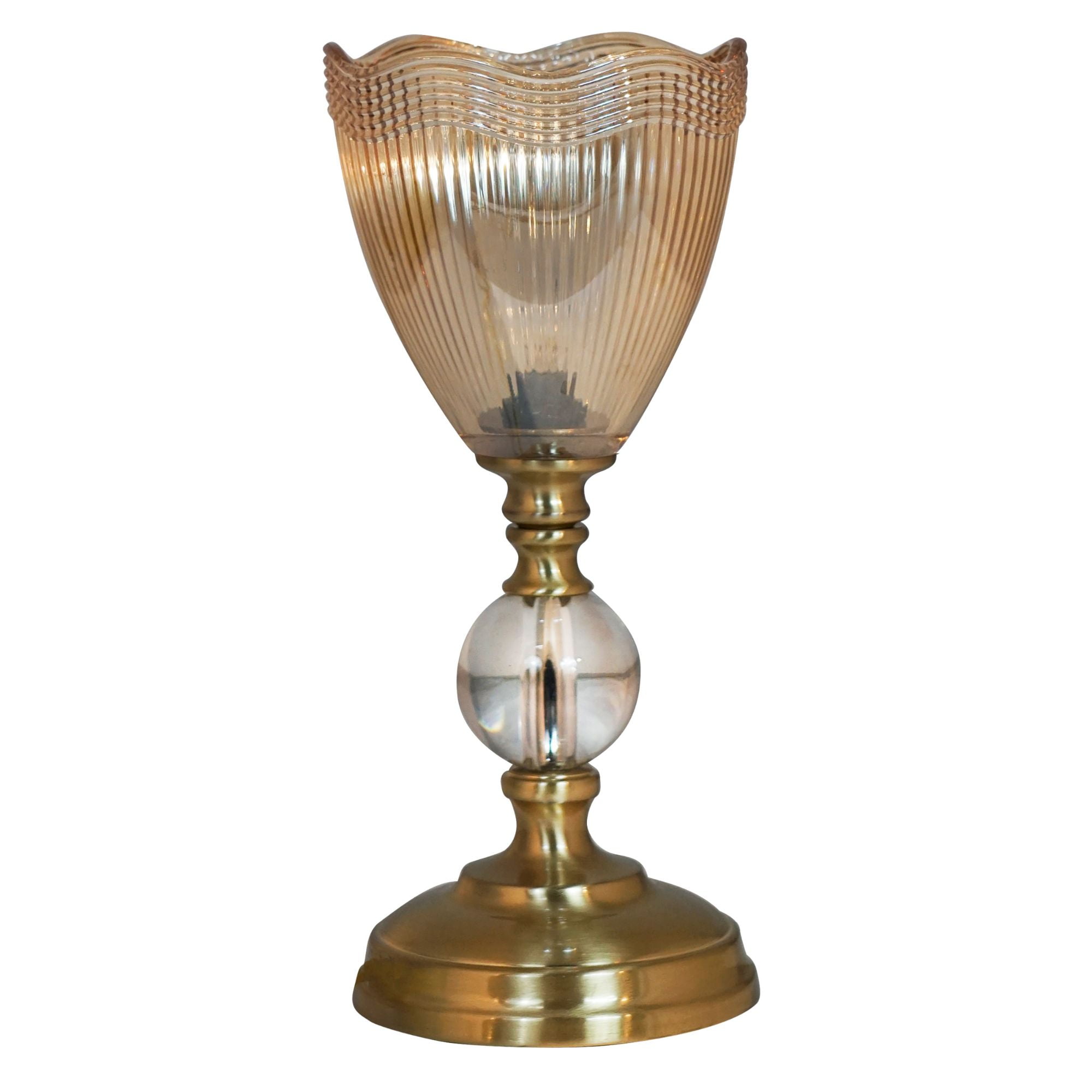 12" Antique Brass Crown Crystal Accent Table Lamp - Walmart.com