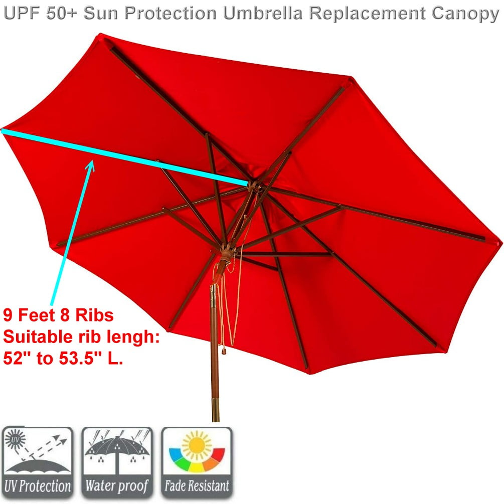 Patio Umbrella Replacement Canopy for 9ft 8 Ribs Sun Protection UPF 50 ...