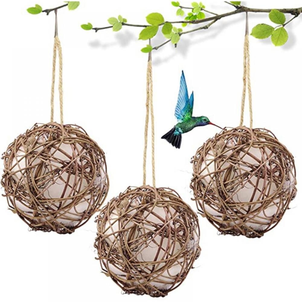 3 Pieces Hummingbird Nesting Houses Refillable Bird Nest Hanging Balls ...