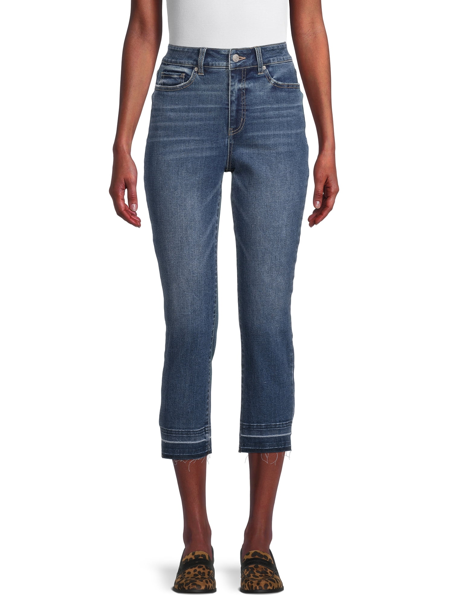 Time and Tru Women's High Rise Straight Crop Jean - Walmart.com