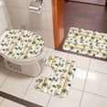 3 Piece Bathroom Rug Set, Tropical Plants Non Slip Bath Mat with ...