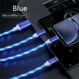 ZOELNIC 3 in 1 LED Flowing Light USB Charger Cable, Multicolor, 1m ...