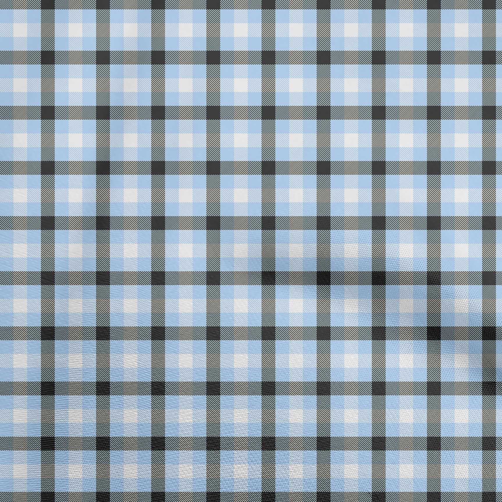 oneOone Silk Tabby Light Blue Fabric Check Dress Material Fabric Print ...