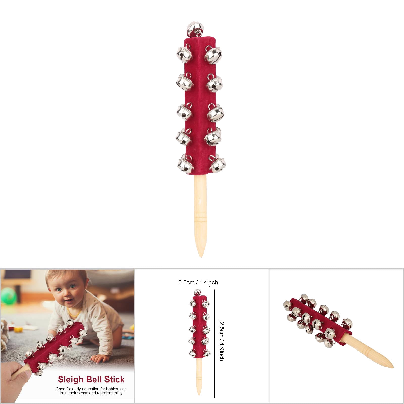 Palo de Cascabel de Trineo Instrumento de Percusión de Juguete para ...