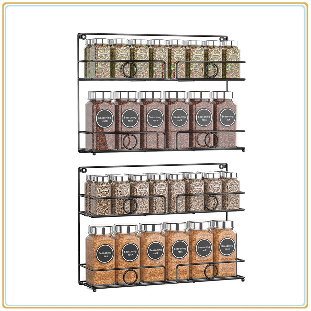 Auledio Spice Rack Wall-Mount Shelf Storage Holder Metal Wire Design ...