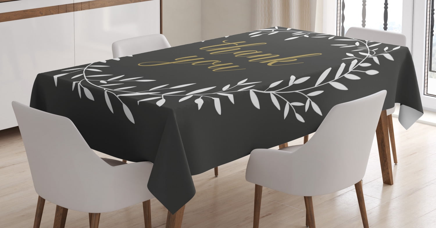 Thank You Tablecloth, Olive Branch Silhouette Round Design Nature Retro ...