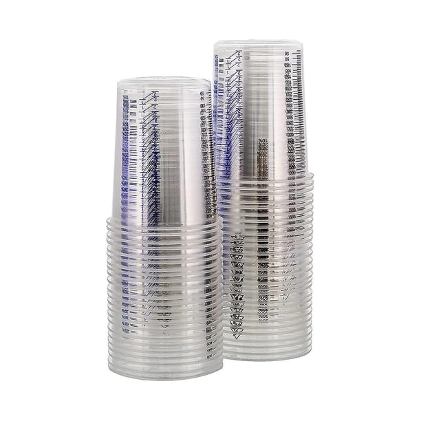20 Oz (600ml) Disposable Flexible Clear Graduated Plastic Mixing Cups ...