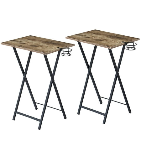 VECELO Portable TV Trays Set of 2 Folding Snack Eating Tables with Cup ...