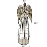Attraction Design Antiqued Praying Metal Garden Angel Statue with Hooks ...