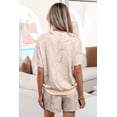 Casual Summer 2-Piece Set for Women – Khaki Abstract Print V-Neck T ...