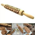 Christmas DIY Embossed Wooden Rolling Pin with Christmas Themed Symbols ...