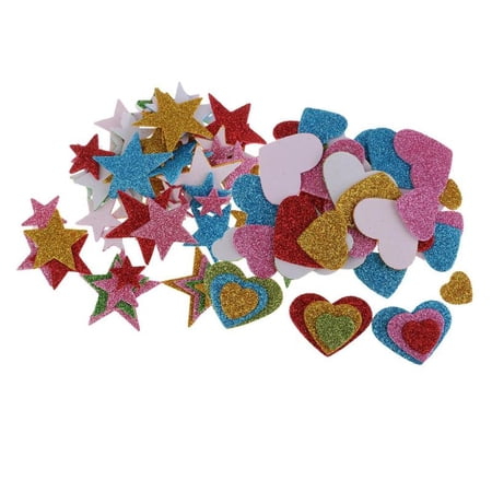110 Pcs Mixed Heart and Star Shape Self Adhesive Foam Glitter Stickers ...
