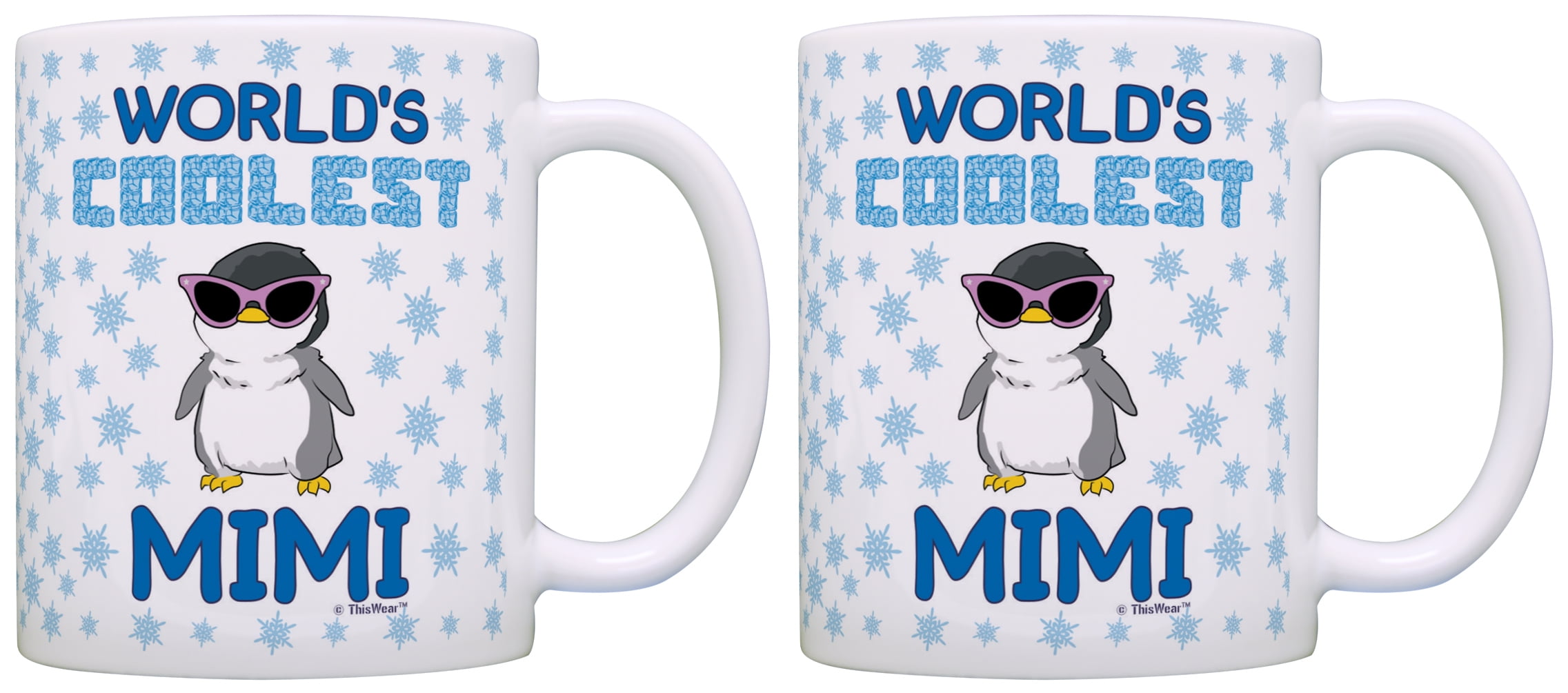 ThisWear Mimi Mugs World's Coolest Mimi Penguin 11 ounce 2 Pack Coffee ...