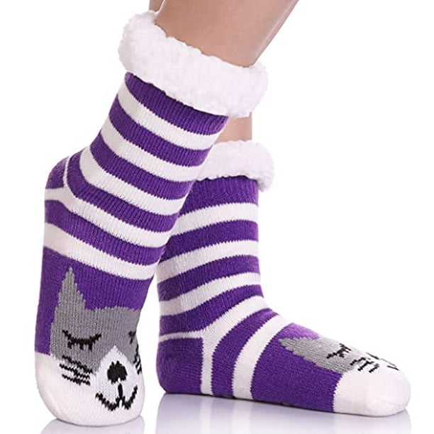 Kids Slipper Socks Boys Girls Fuzzy Soft Thick Cozy Warm Fleece lined ...