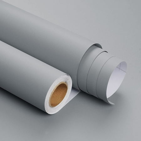 LZMY Solid Grey Contact Paper 15.7In×32.8Ft Matte Gray Wallpaper Grey ...