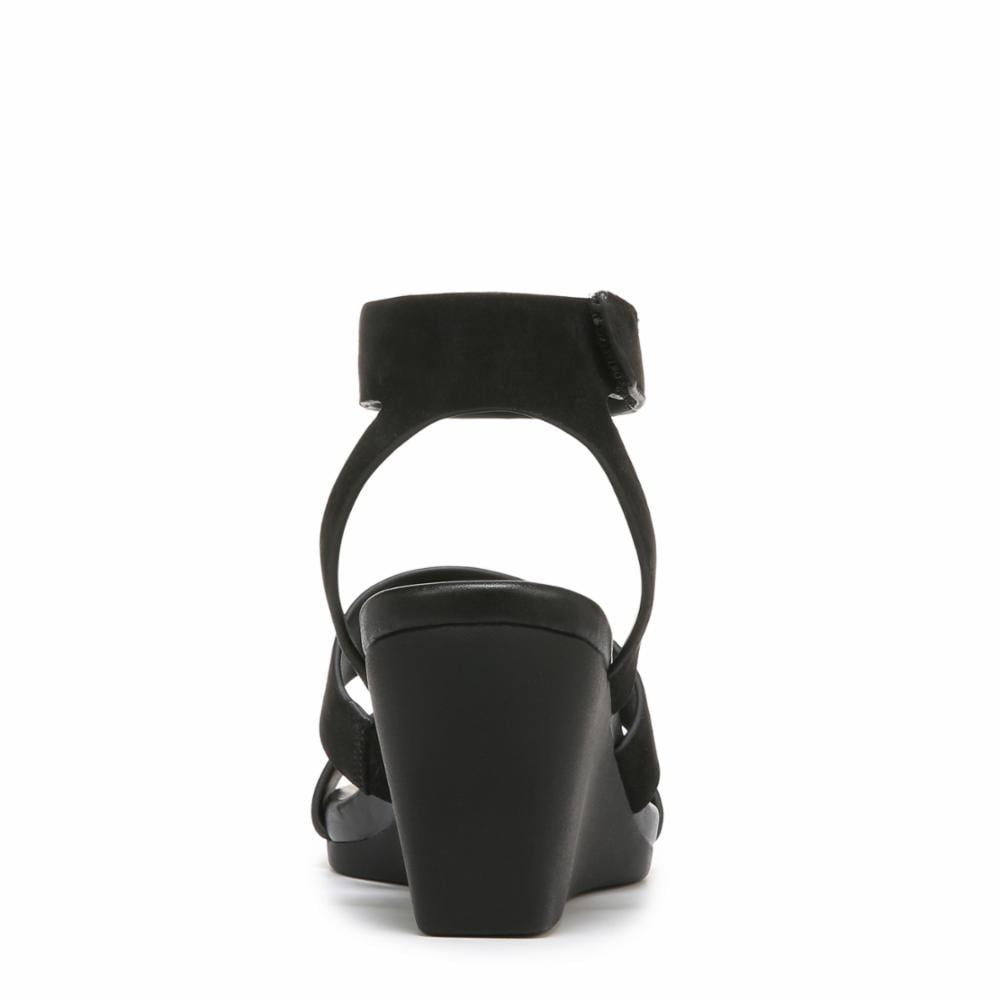 Naturalizer Women's Gen N Ignite Wedge Sandal Black Nubuck 10W