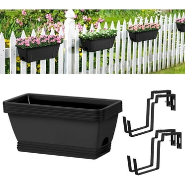 6 Pack Railing Planter Box Deck 17 Inch Window Hanging Planters Boxes ...